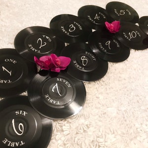 7" Vinyl Record + 4" Customizable Vinyl Decal Label - Table Numbers ...