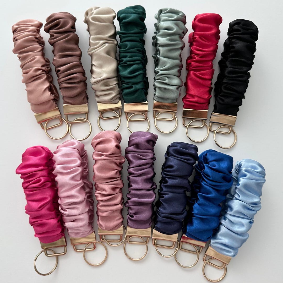 Satin Scrunchies Keychain, Wristlet Key Chain, Key Chain Scrunchies ...