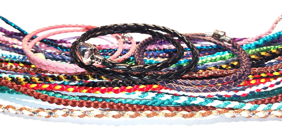 YOUR COLOR CHOICE European Bracelet, Choose Leather, Silk or Waxcord in ...