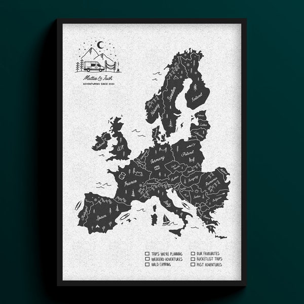 Travel Tracker Map of Europe - Etsy UK