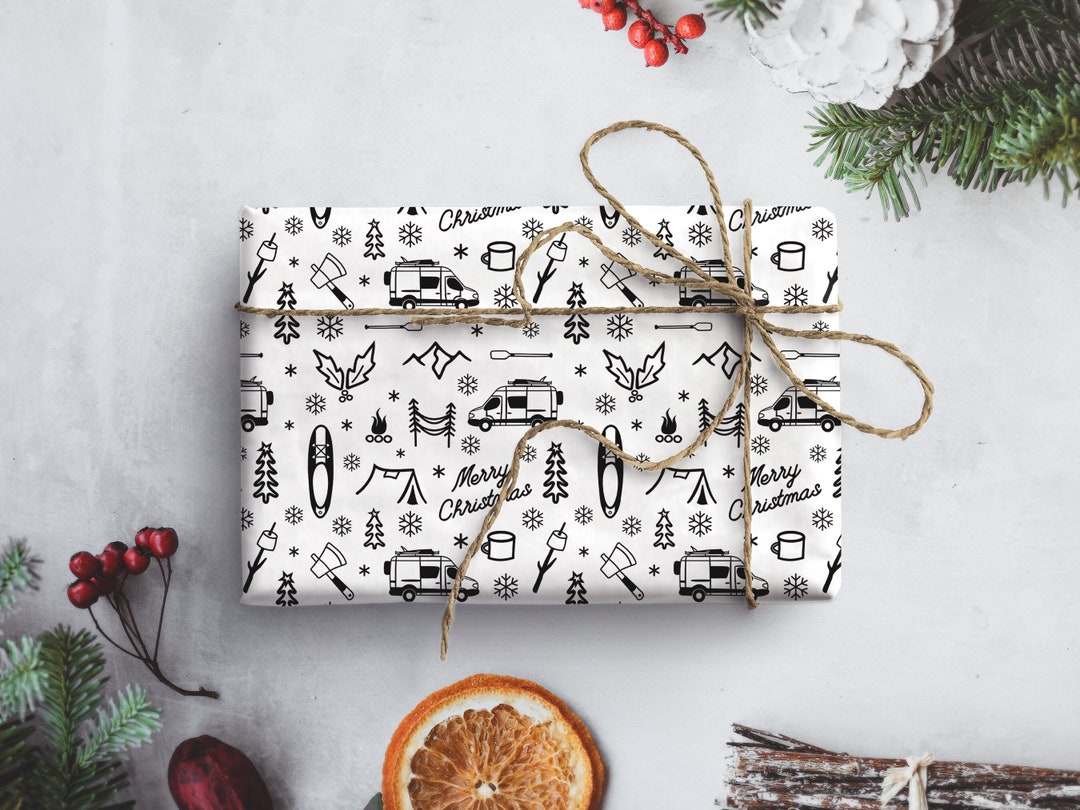 Camping Wrapping Paper Camper Van Christmas Paper for Adventure Couple ...