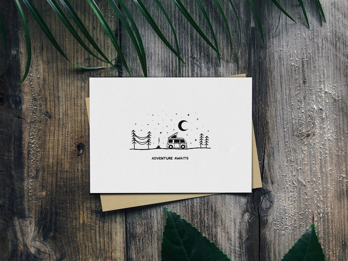 Personalised Camping Card Adventure Awaits Custom Travel - Etsy