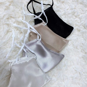 Silky Satin Classy Face Masks 2layers With Nose Wire and Adjustable ...