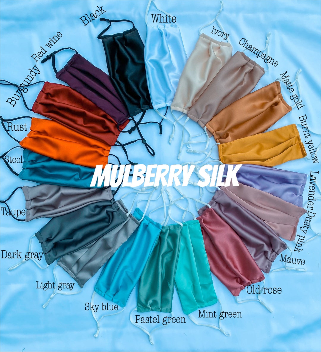 Mulberry Silk Classy Face Mask Men Women Nose Wire Adjustable Strap ...