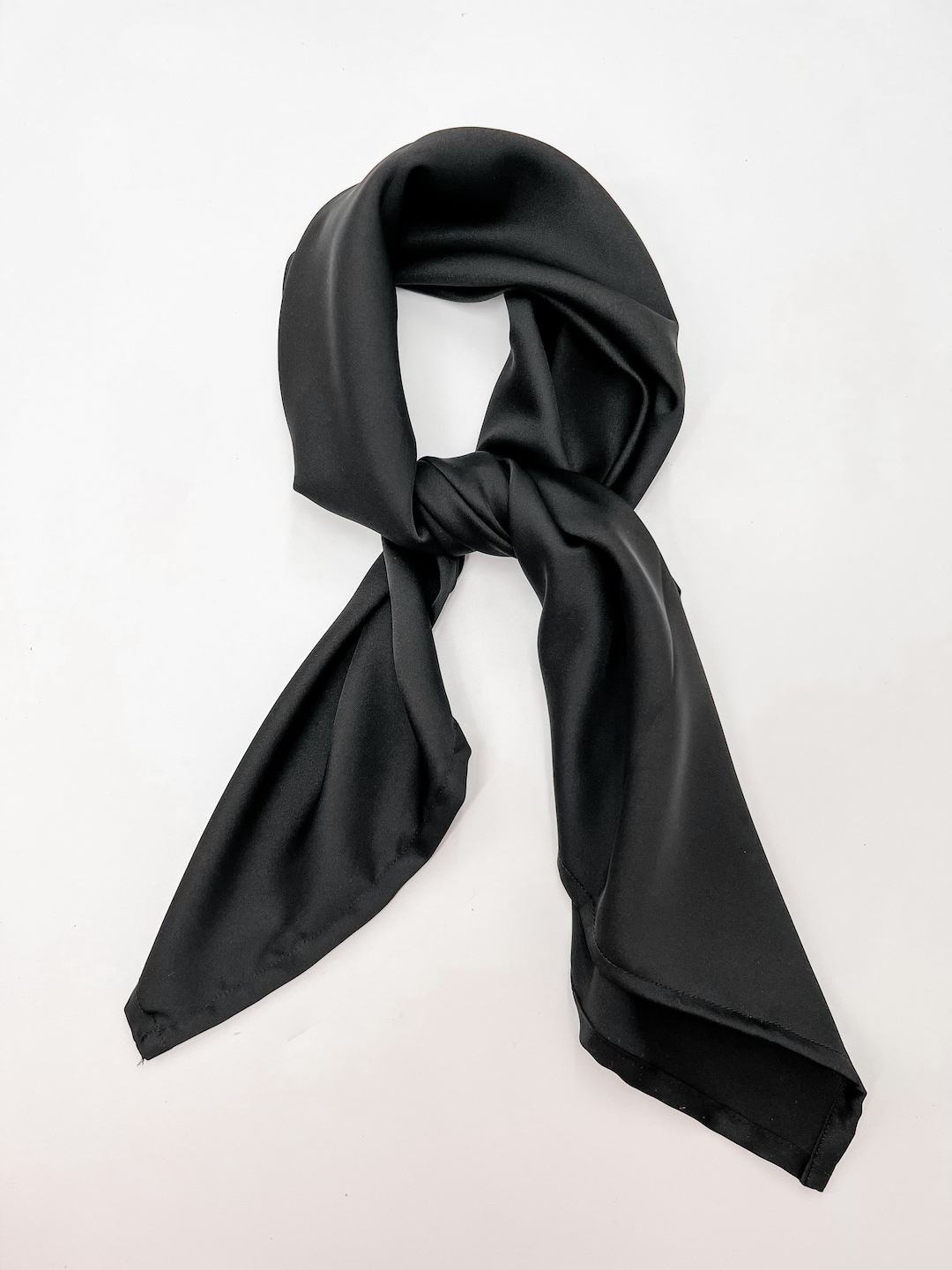 Black Mulberry Silk Large Bandana, Turban Ponytail Square Hair Scarf ...