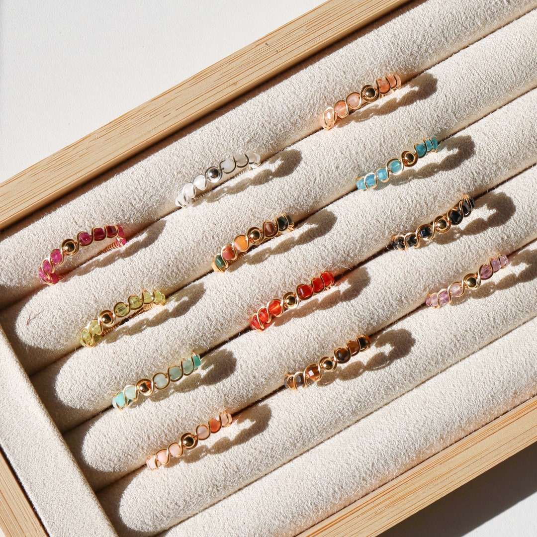 Custom Twisted Dainty Crystal Rings Wire Wrapped Rings | Unique Braided ...