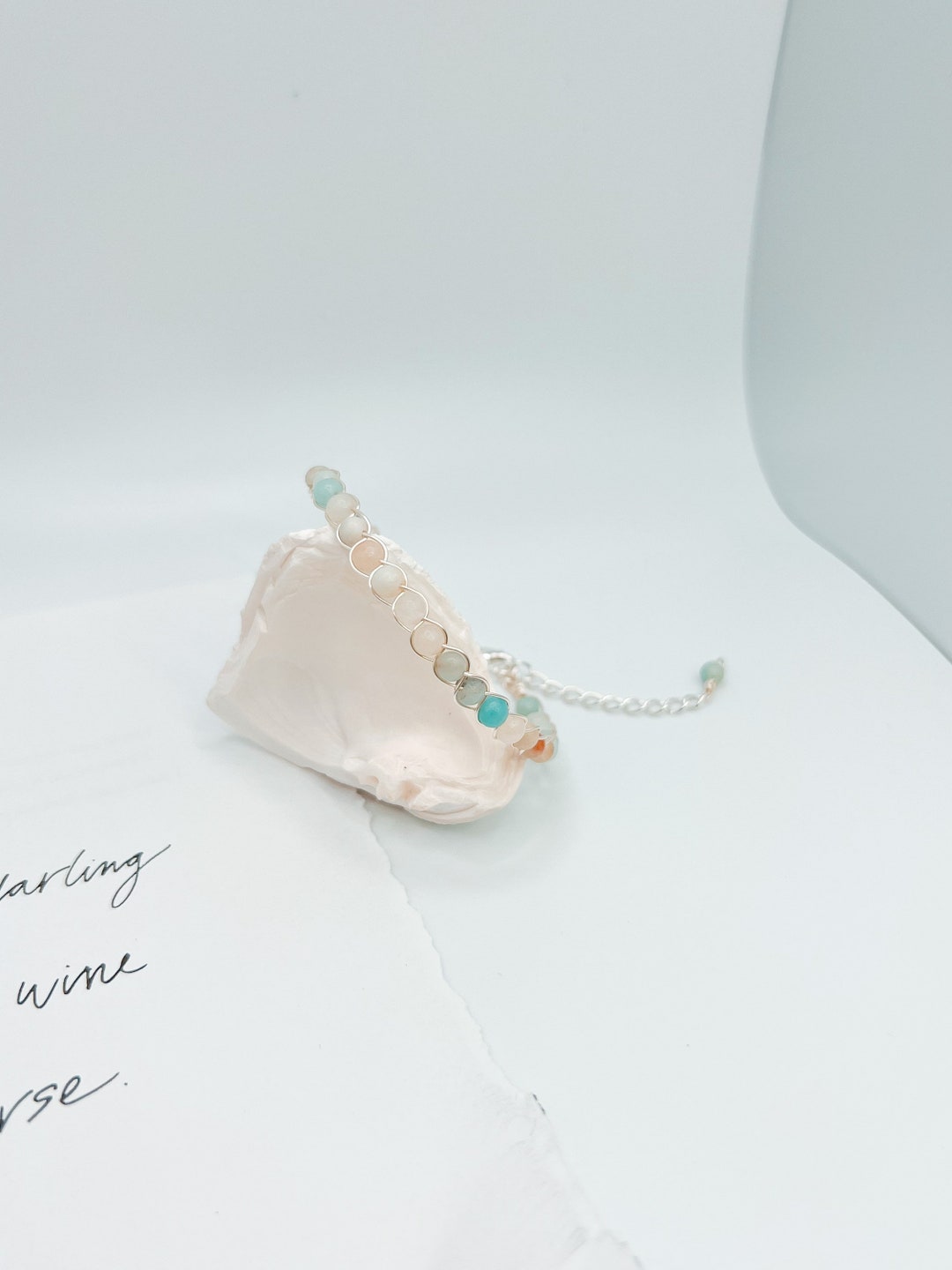 Aqua Amazonite Bracelet Green Jade Crystal, Beaded Dainty Bracelet ...