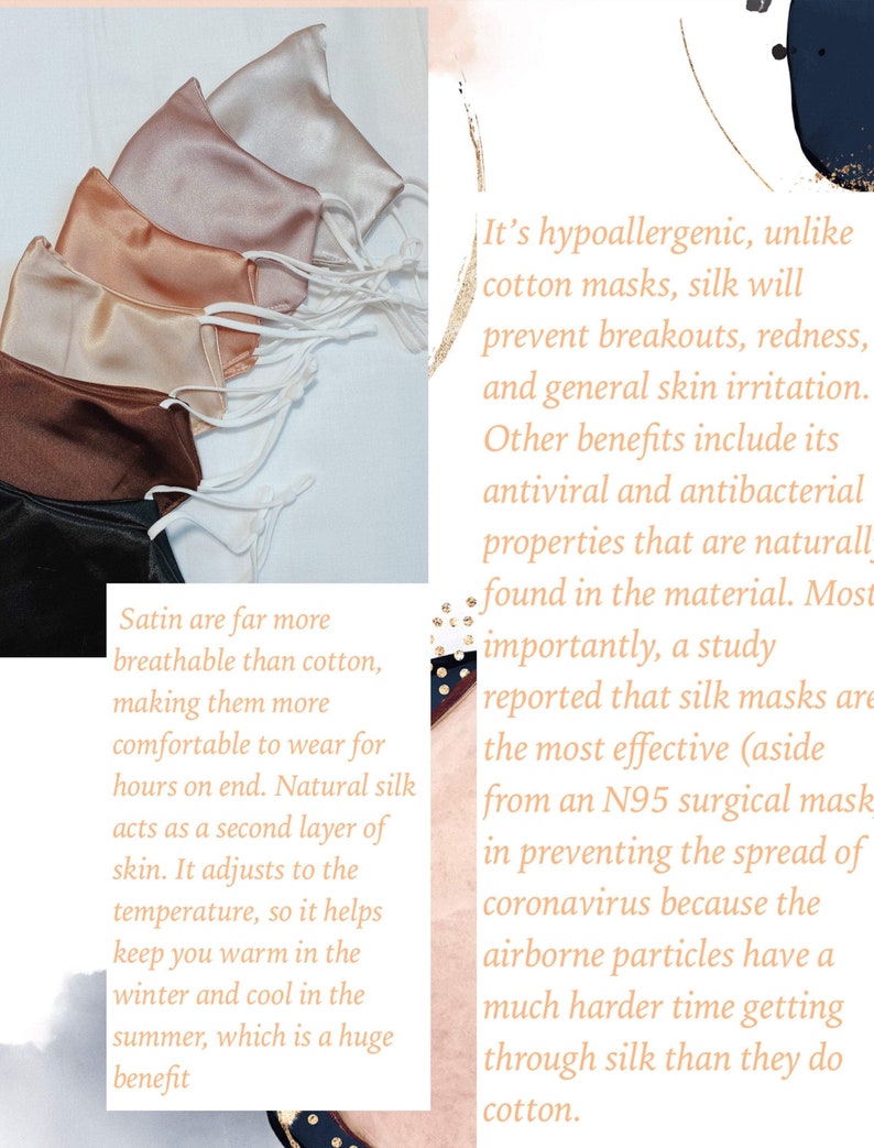 Silky Satin Classy Face Masks 2layers With Nose Wire and | Etsy