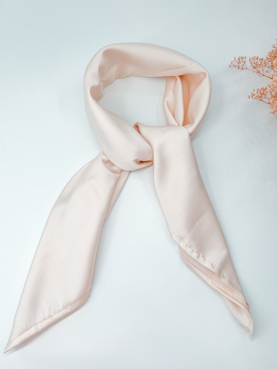 Ivory White Silk Square Head Scarf Bandana, Square Hair Scarf Purse ...