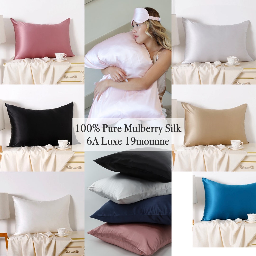 Pure Mulberry Silk Pillowcase With Zipper Enclosure, Queen / Standard ...