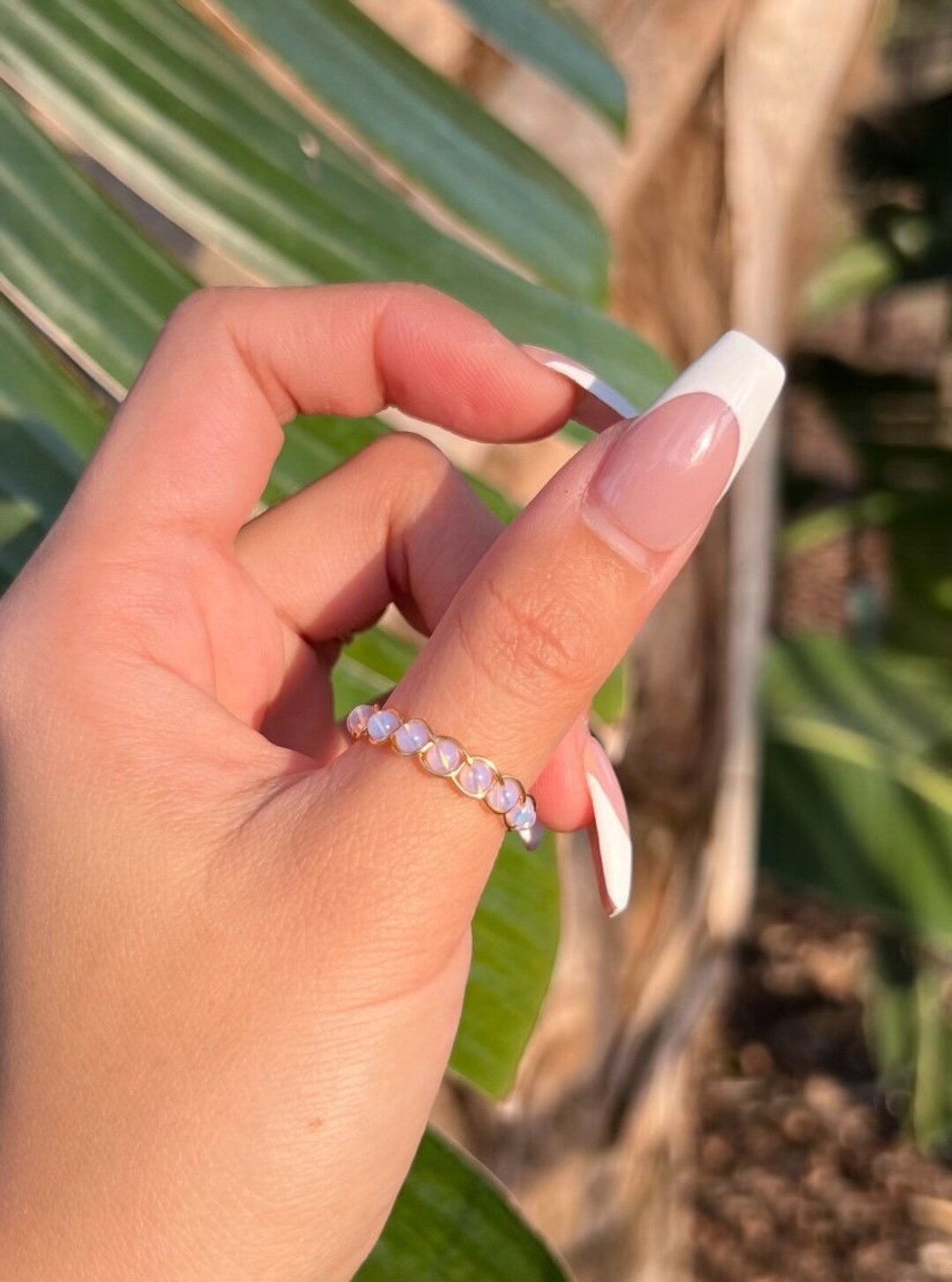 Opalite Wire Wrapped Ring, Unique Gemstone Rings, Braided Wire Crystal ...