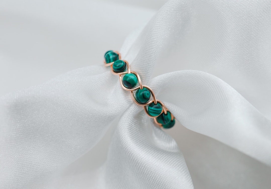 Malachite Crystal Ring, Custom Dainty Wire Wrapped Ring, Malachite ...