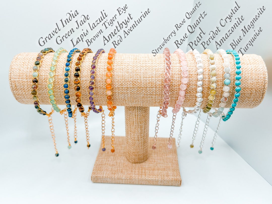 Adjustable Gemstone Braided Bracelet Crystal, Beaded Dainty Bracelet ...