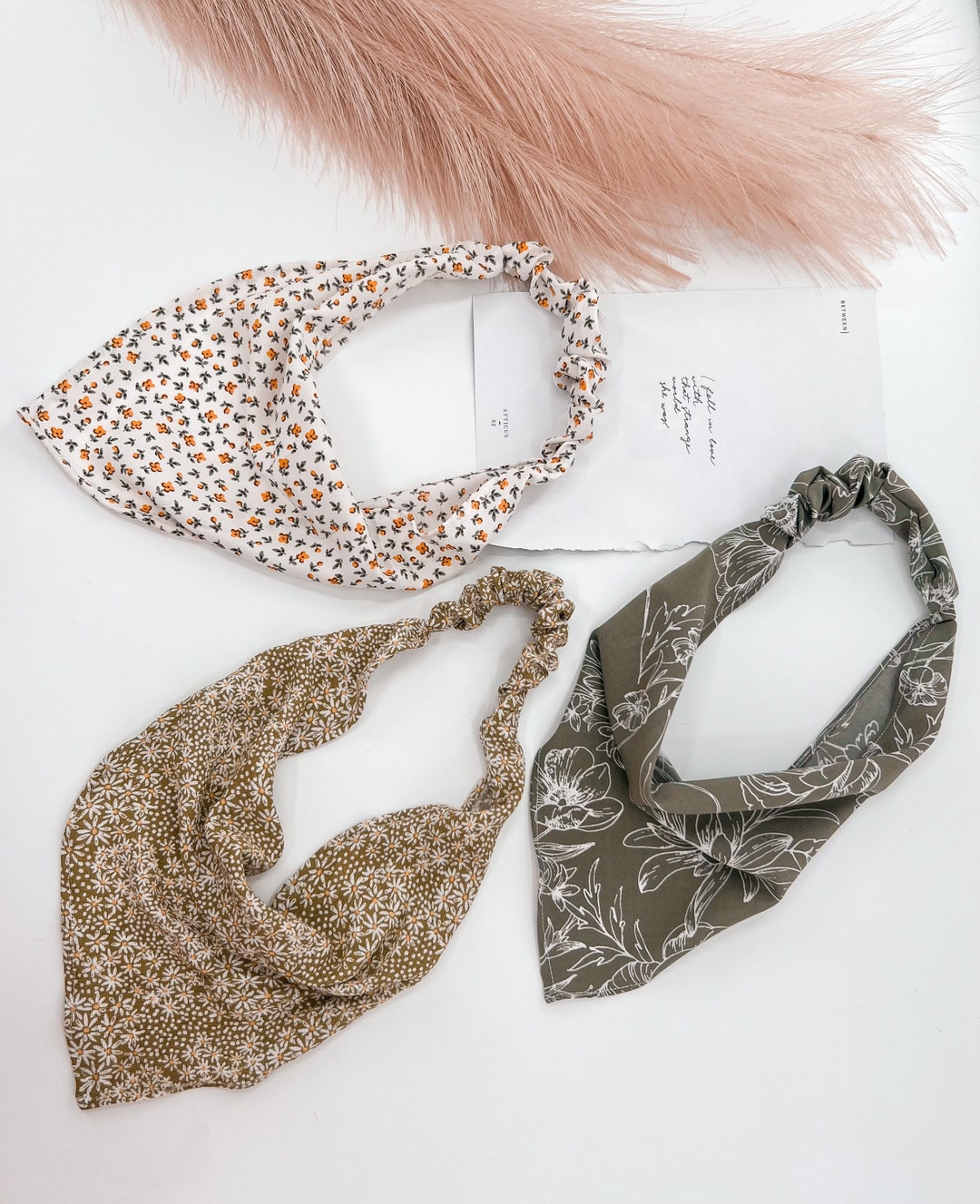 Silk Bandana, Floral Headscarf, Hair Turban, Neckerchief Hair Bandana ...