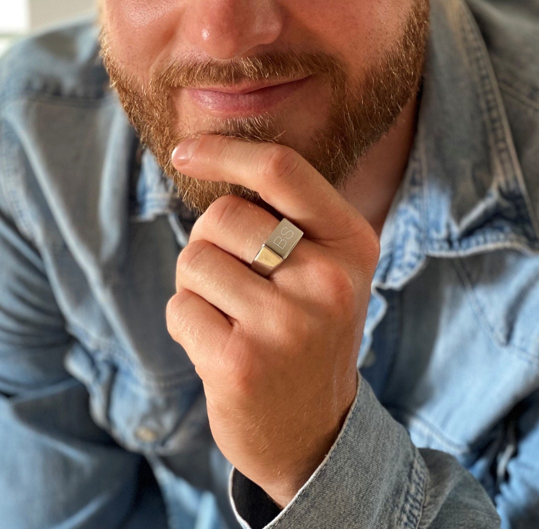 Signet Ring Individual Engraving Statement Ring Vintage Diamond ...