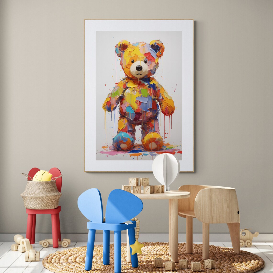 Printable Modern Teddy Bear Painting Printable Art Abstract Modern ...