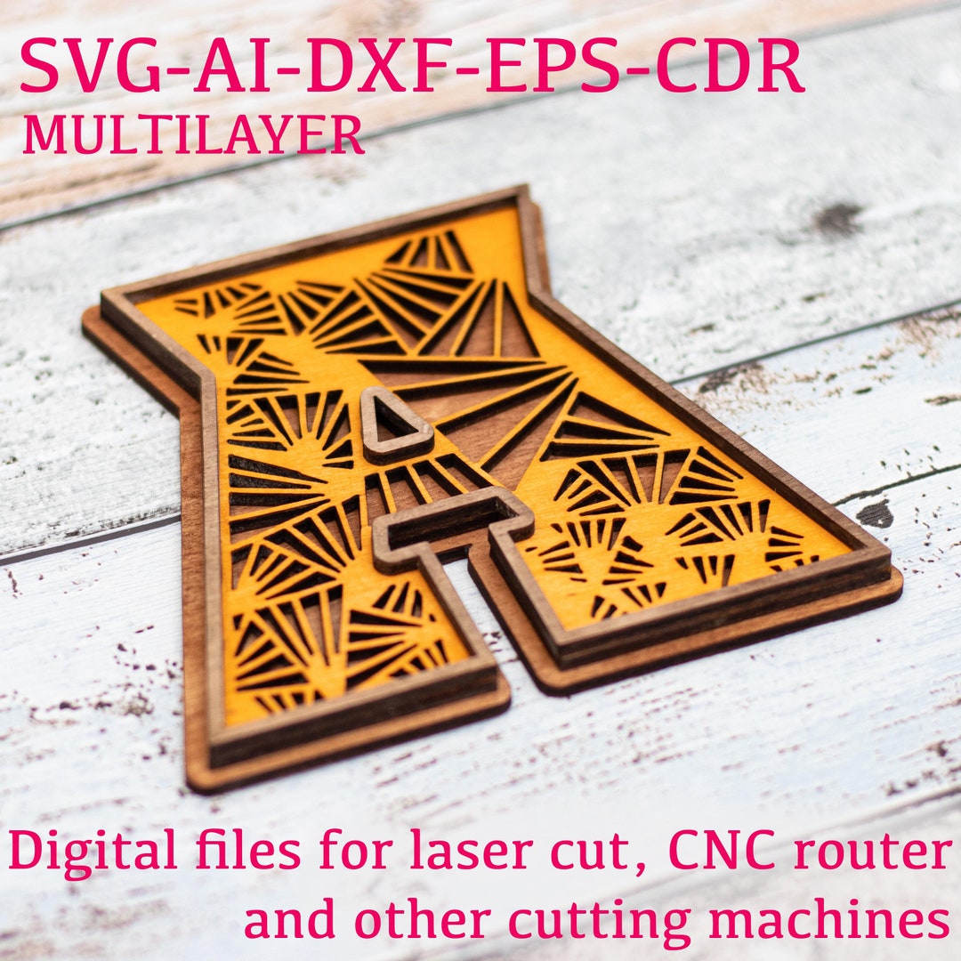 Letter A, Laser Cut DXF, DXF Alphabet Letter A, Wall Art Multilayer ...