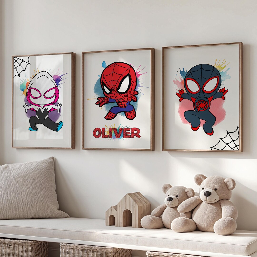 Spiderman Nursery Decor – Personalized Superhero Poster Set (digital ...