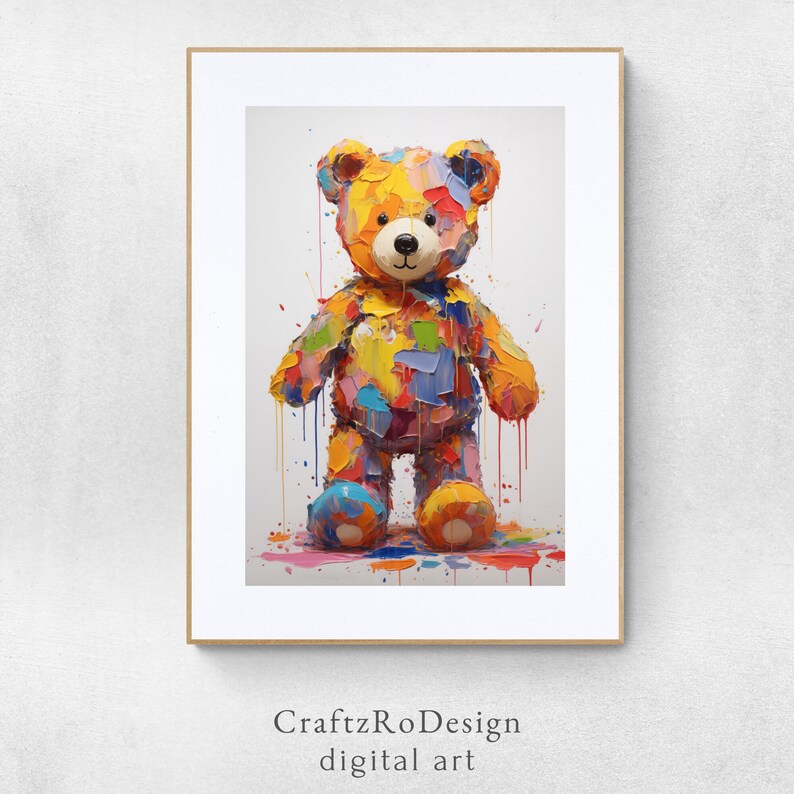 Printable Modern Teddy Bear Painting Printable Art Abstract Modern ...