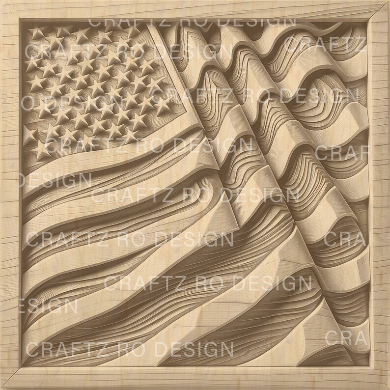 3D American Flag Laser Engrave File | Patriotic Design (PNG, SVG) - Etsy