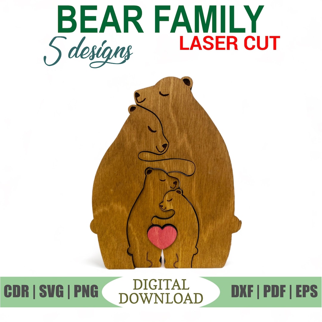 Custom Bear Family Puzzle Laser Cut | DIY | Love SVG Design | Family ...