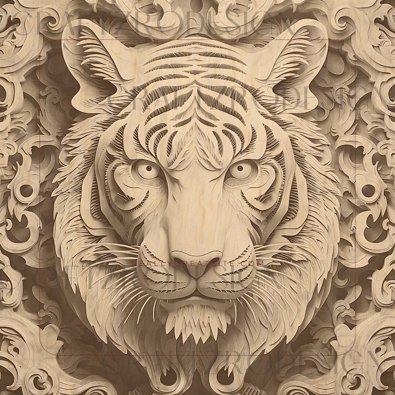 Laser Engrave File 3D Illusion PNG Engraving Glowforge PNG Burn Digital File Tiger Portrait ...