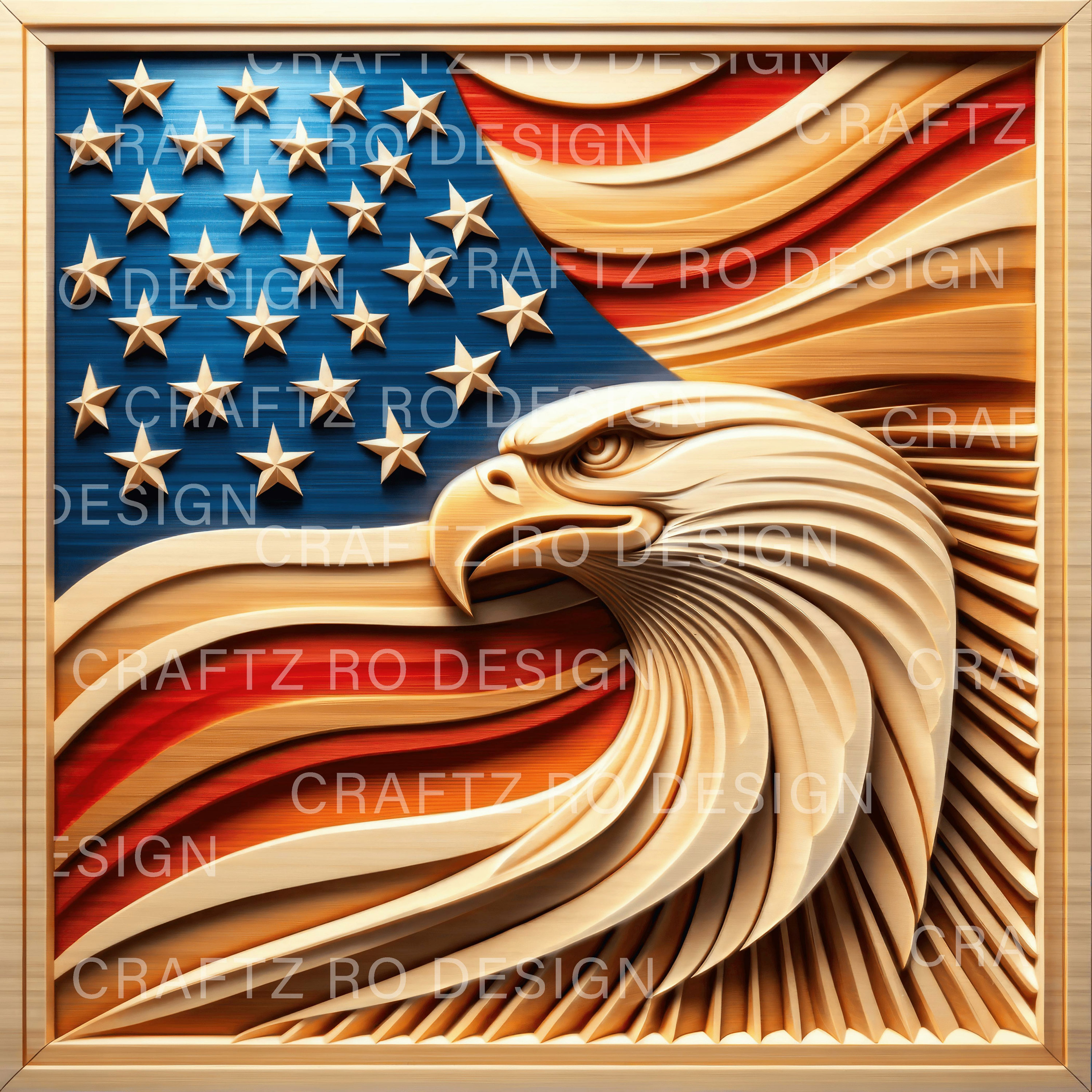 Laser Engrave File 3D Illusion PNG Engraving Glowforge Eagle American ...