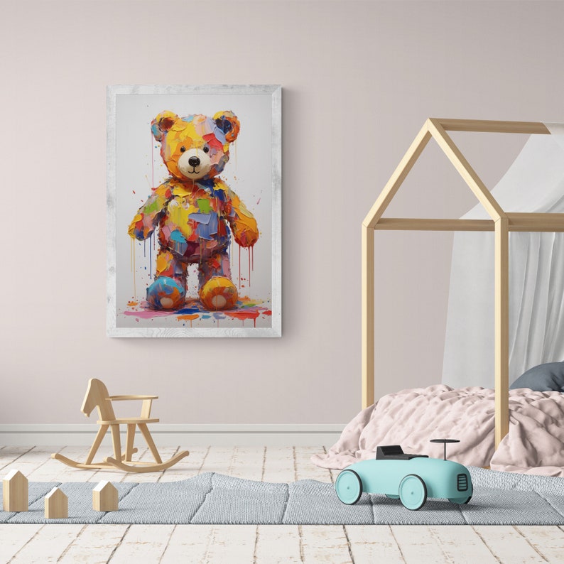 Printable Modern Teddy Bear Painting Printable Art Abstract Modern ...