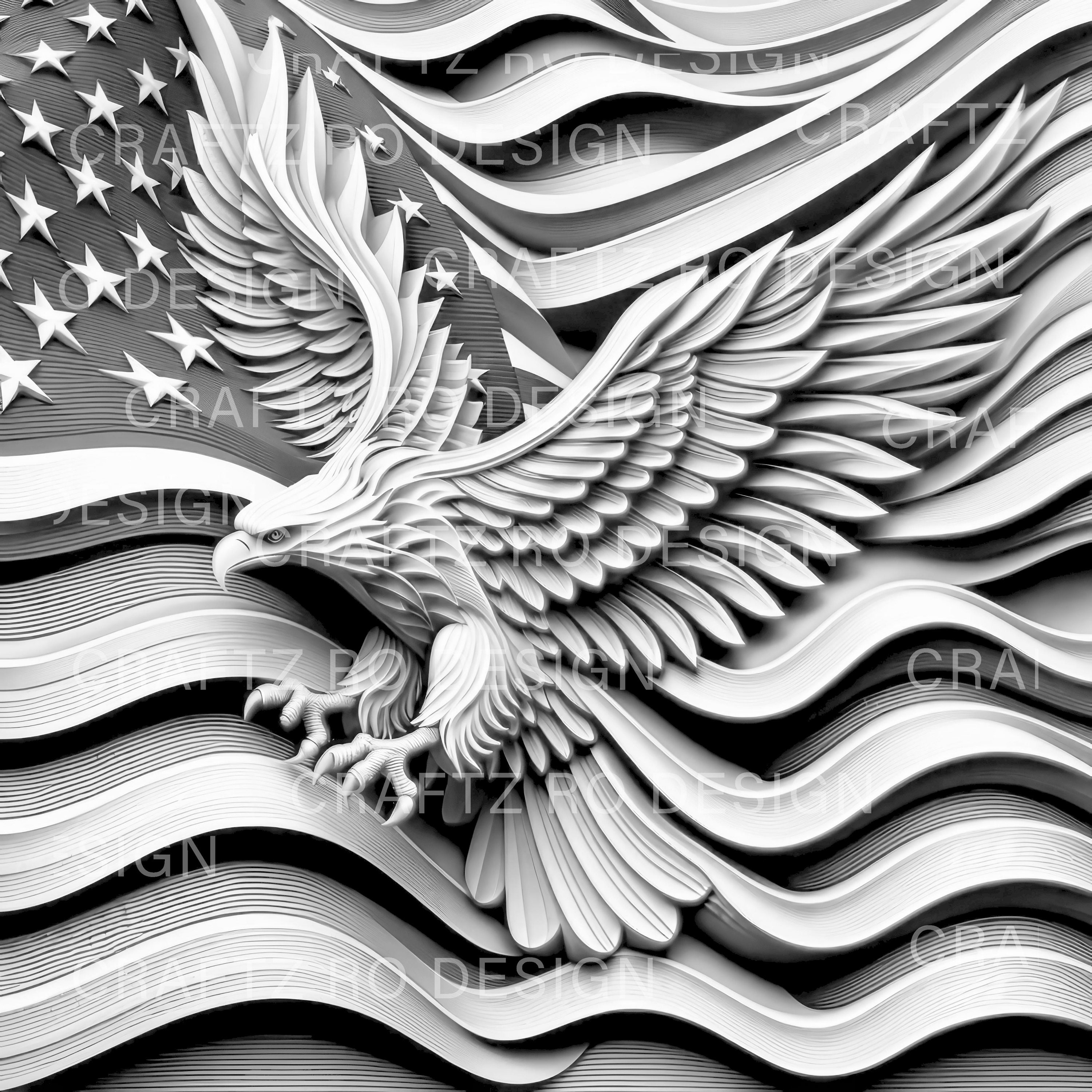 Laser Engrave File 3D Illusion PNG Engraving Glowforge Eagle American ...