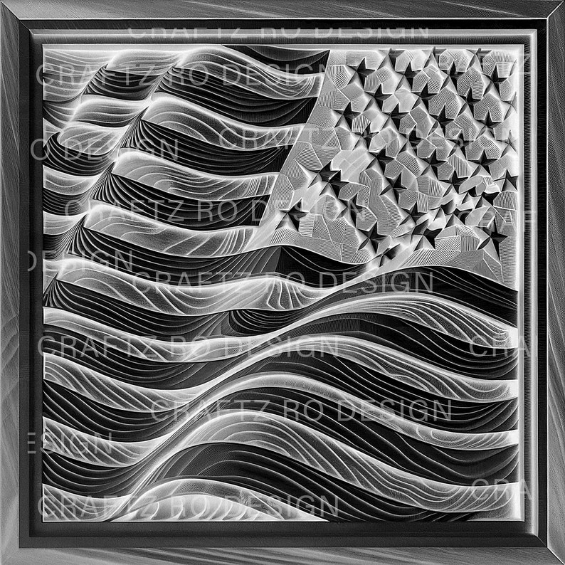 3D American Flag Laser Engrave File | Patriotic Design (digital File ...