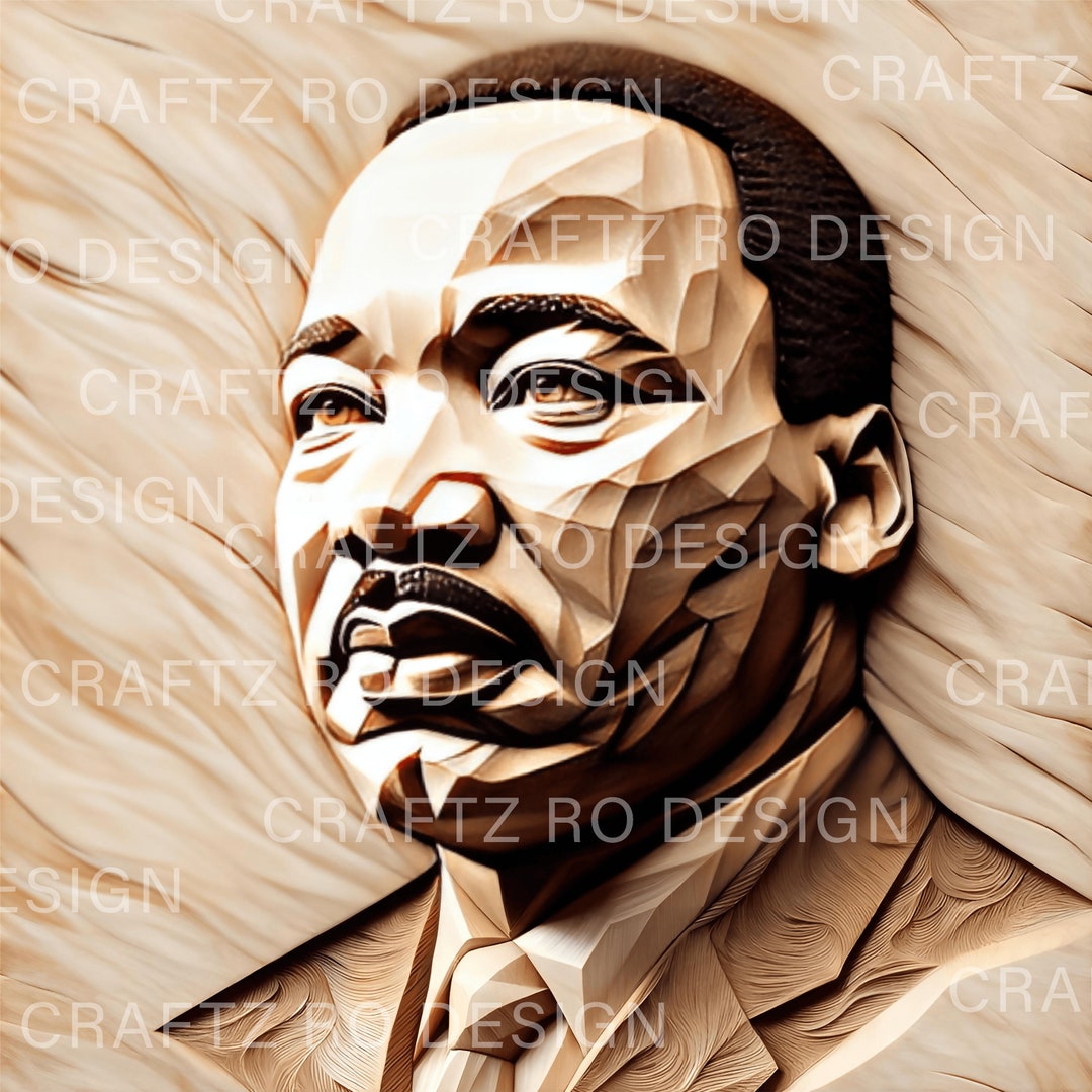 Martin Luther King | Laser Engrave File | 3D Illusion | PNG Engraving | Glowforge | PNG Burn ...