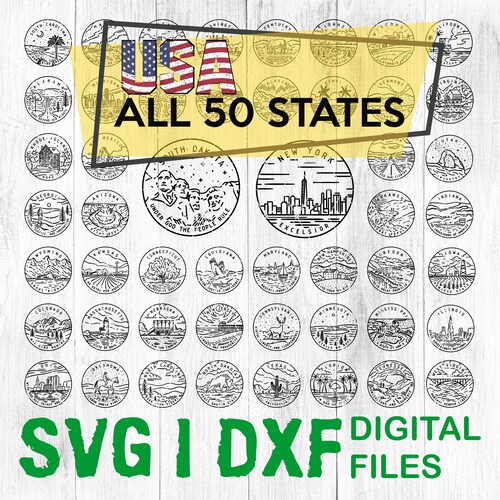 50 States of the USA SVG Bundle America SVG Cut Files Cricut - Etsy