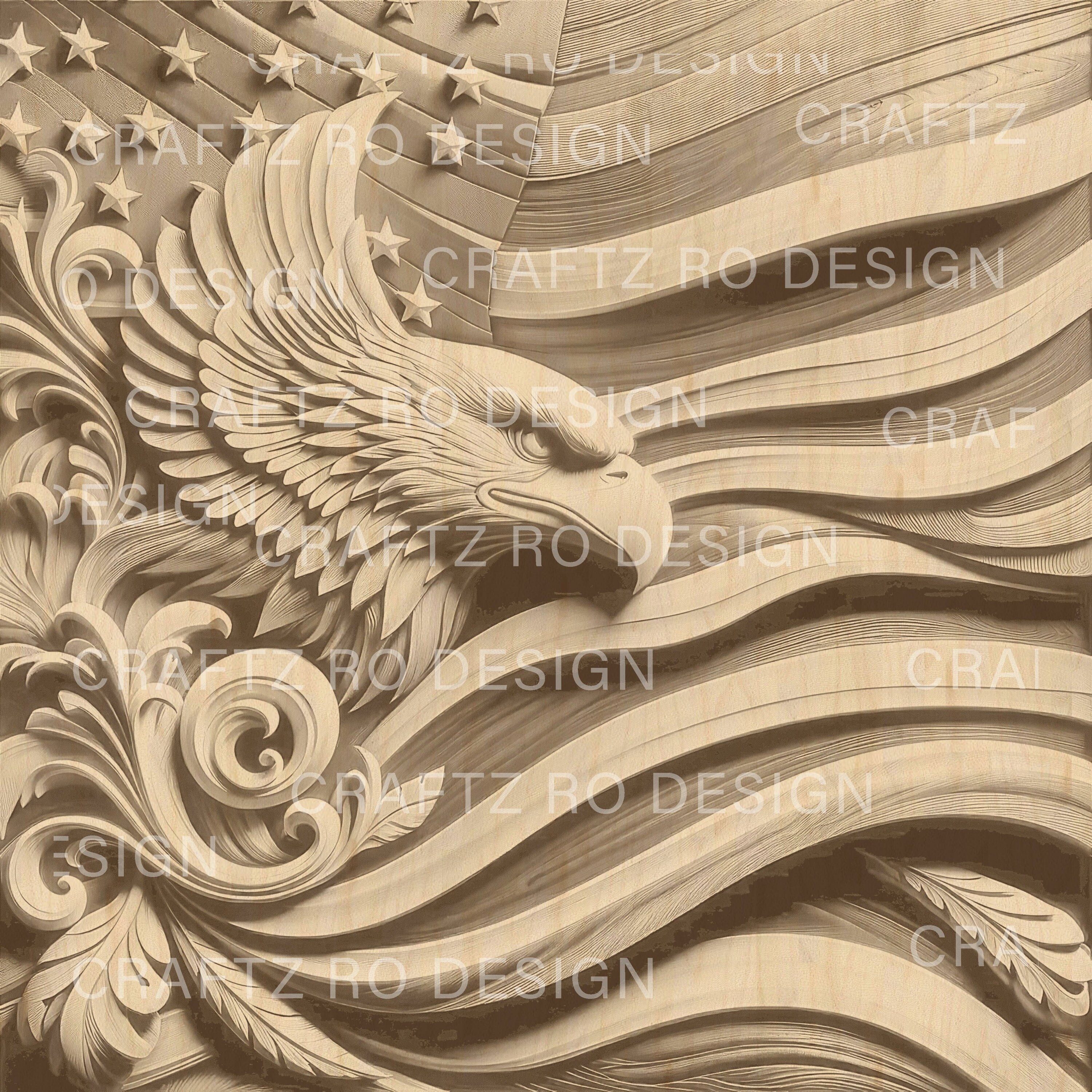 Laser Engrave File 3D Illusion PNG Engraving Glowforge Eagle American ...