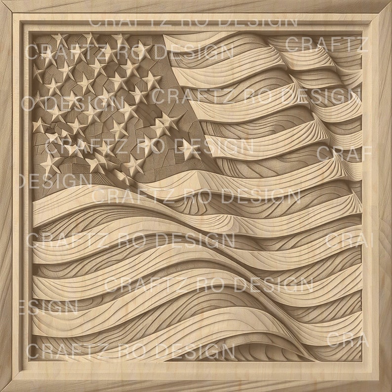 3D American Flag Laser Engrave File | Patriotic Design (digital File ...