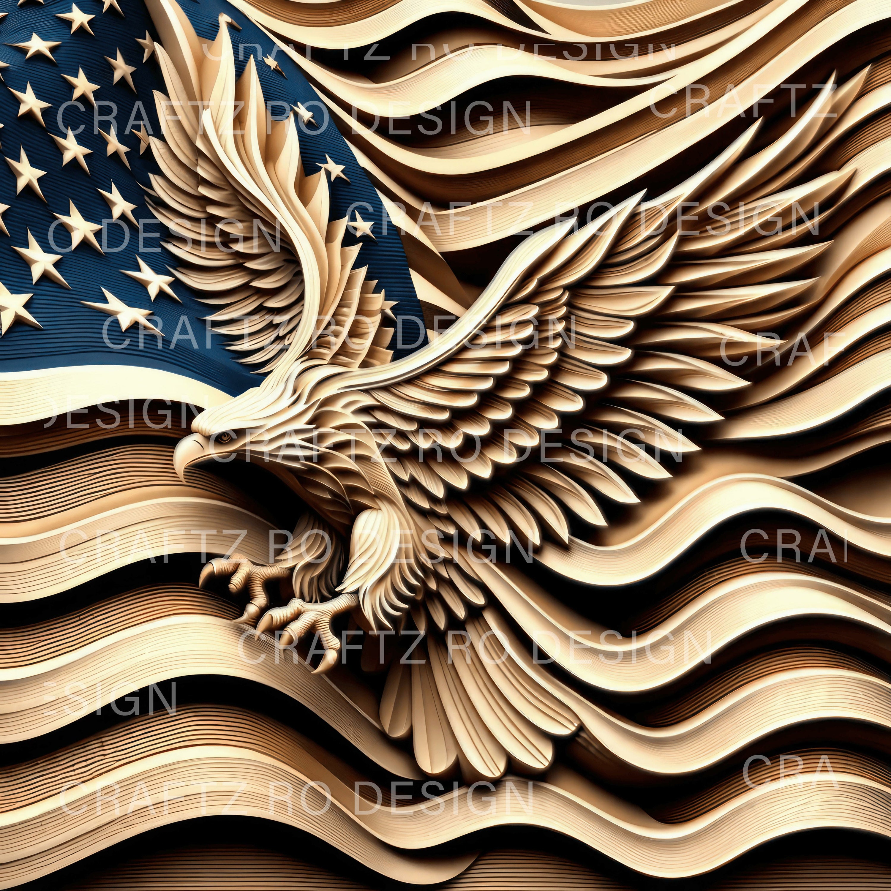 Laser Engrave File 3D Illusion PNG Engraving Glowforge Eagle American ...