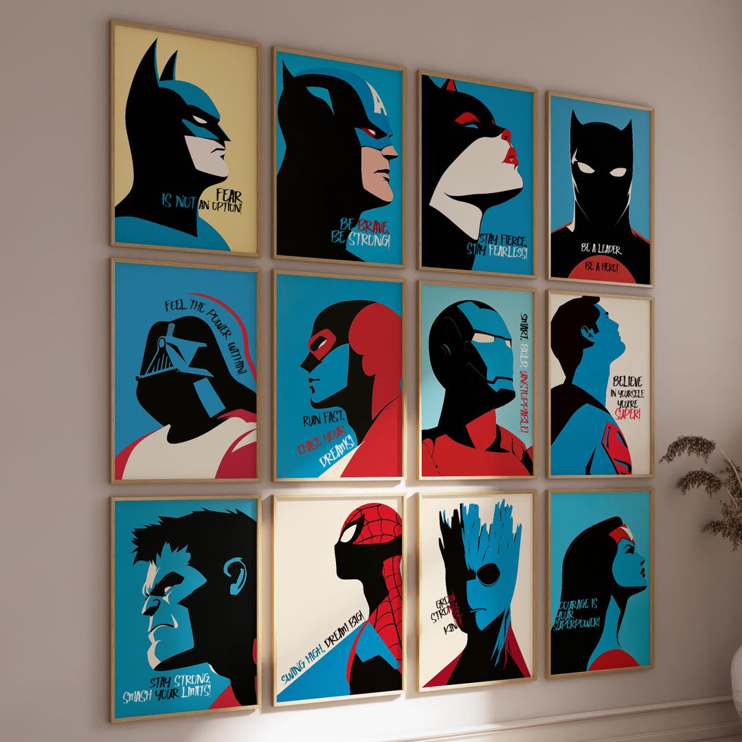 12 Heroic Poster Set | Superhero-style Printable Motivational Wall Art ...