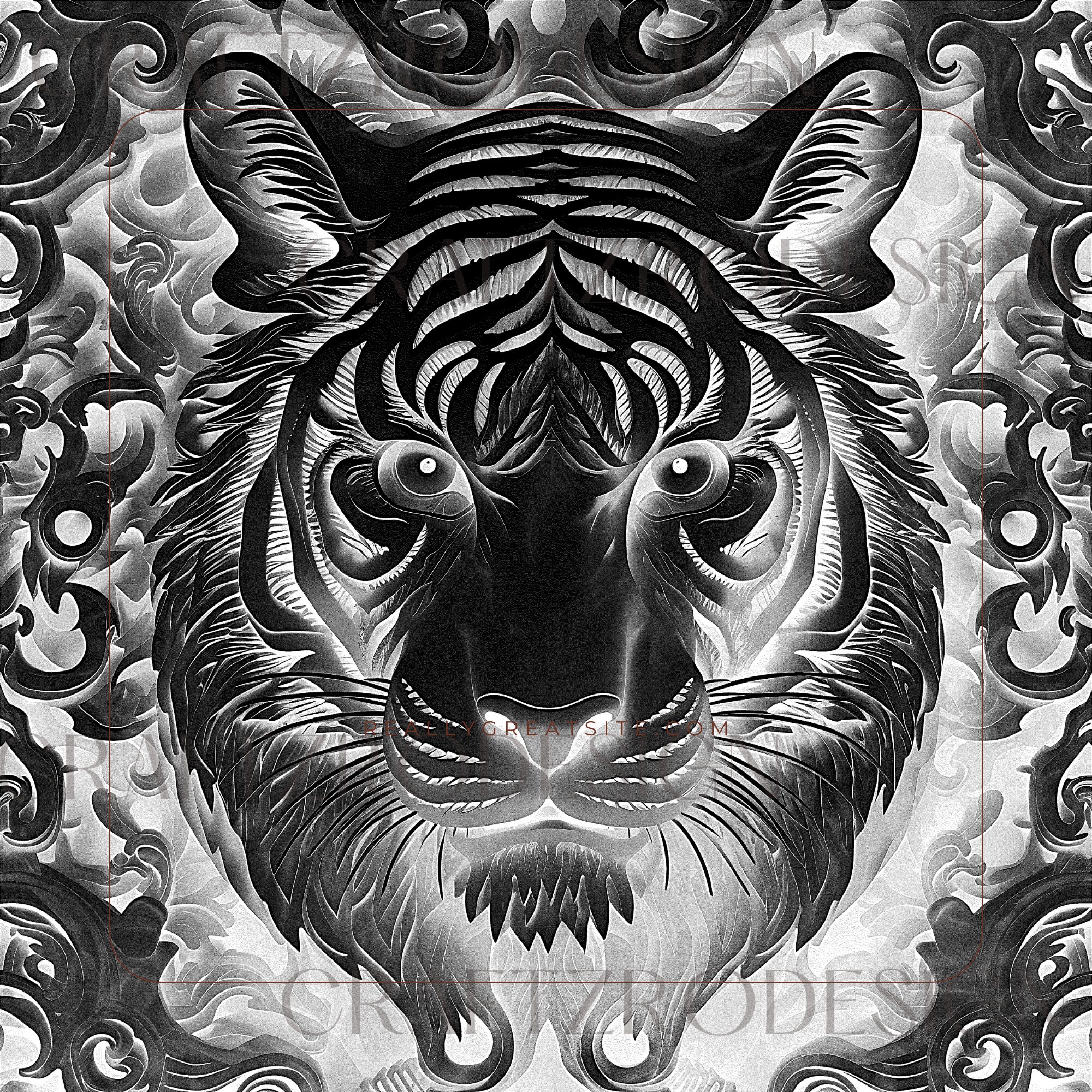 Laser Engrave File 3D Illusion PNG Engraving Glowforge PNG Burn Digital File Tiger Portrait ...