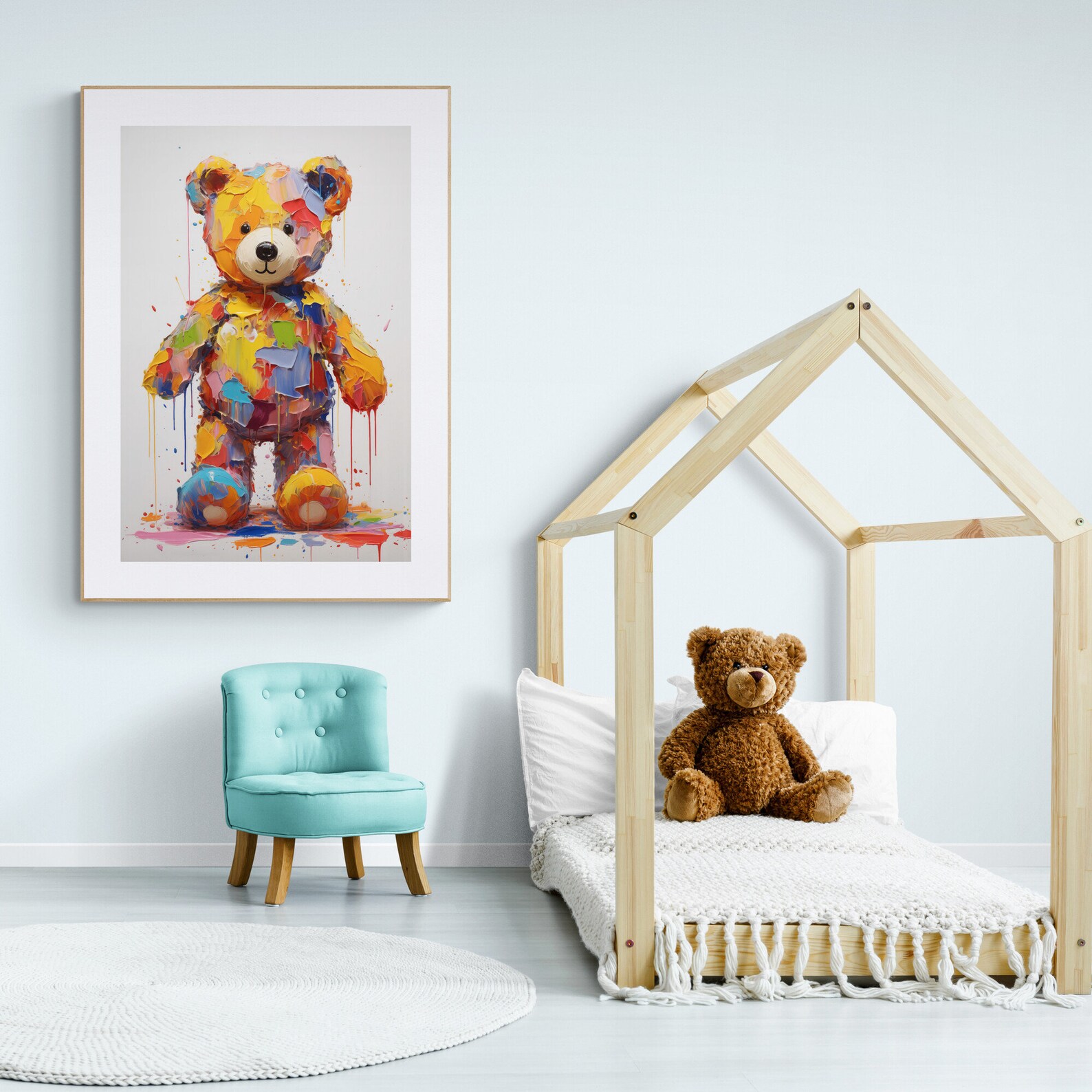Printable Modern Teddy Bear Painting Printable Art Abstract Modern ...