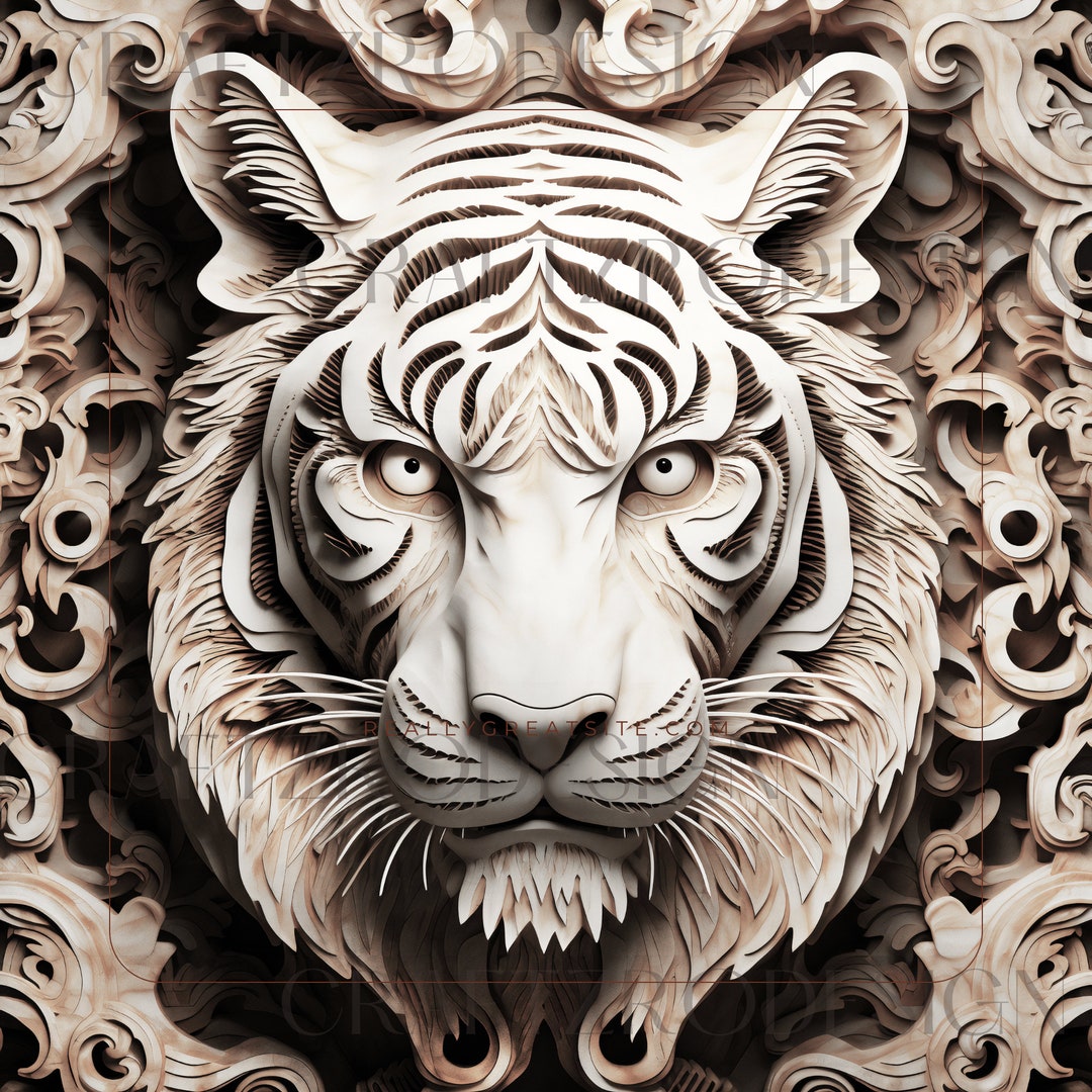 3D Illusion Tiger Laser Engrave File | Glowforge, Xtool (PNG, SVG) - Etsy