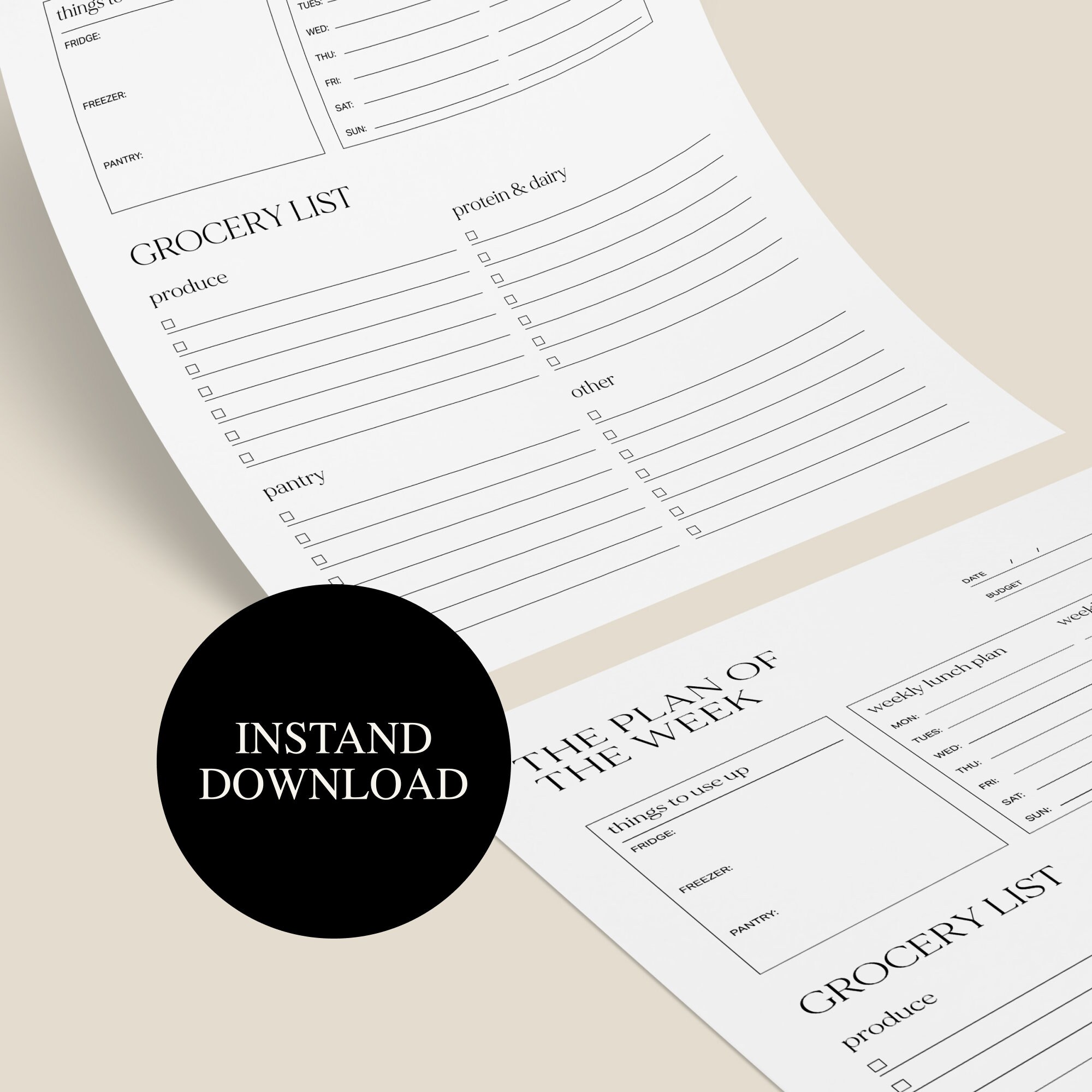 Grocery Planner, Reduce Waste Weekly Meal, Grocery List Printable, Food ...
