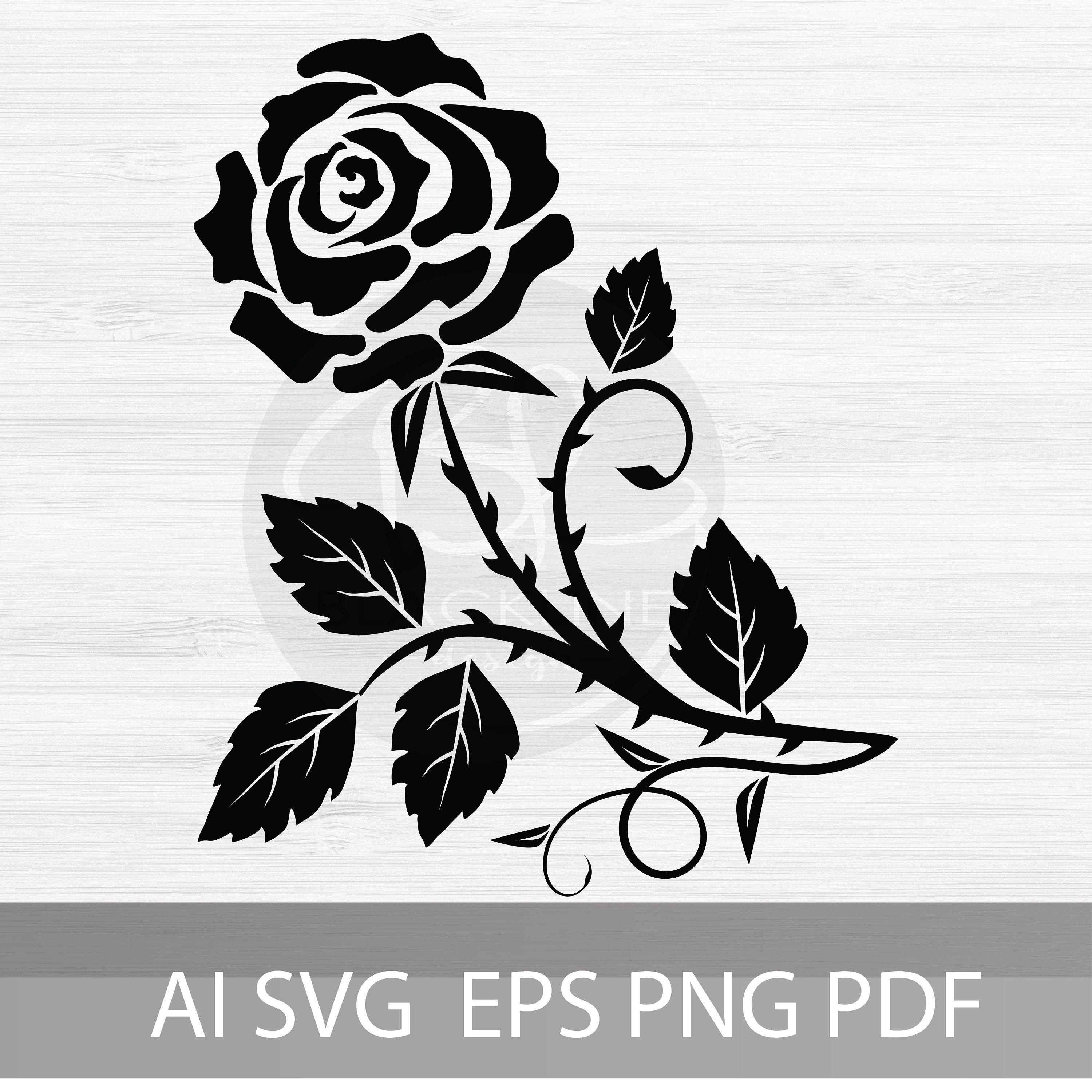 Rose Silhouette Vector File for Wall Decals T-shirts Prints - Etsy