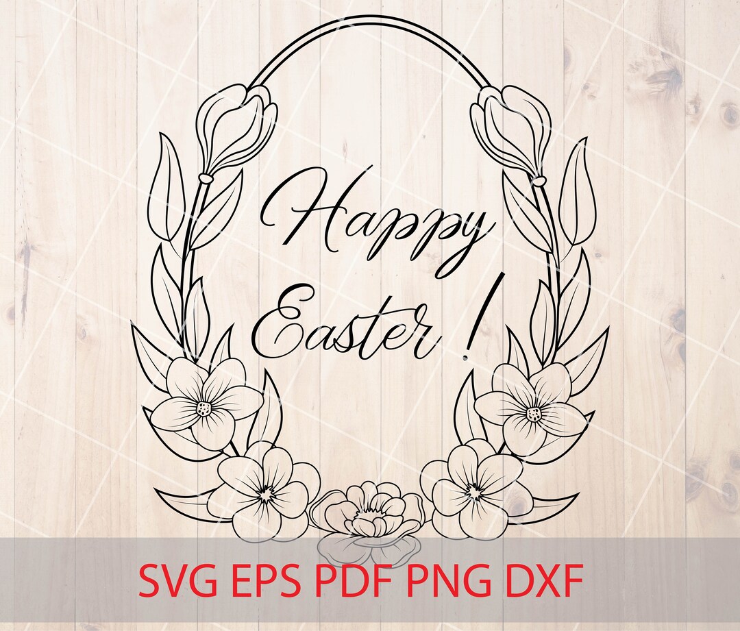 Easter Floral Frame Vector File for Wall Decals, T-shirts, Prints dxf ...