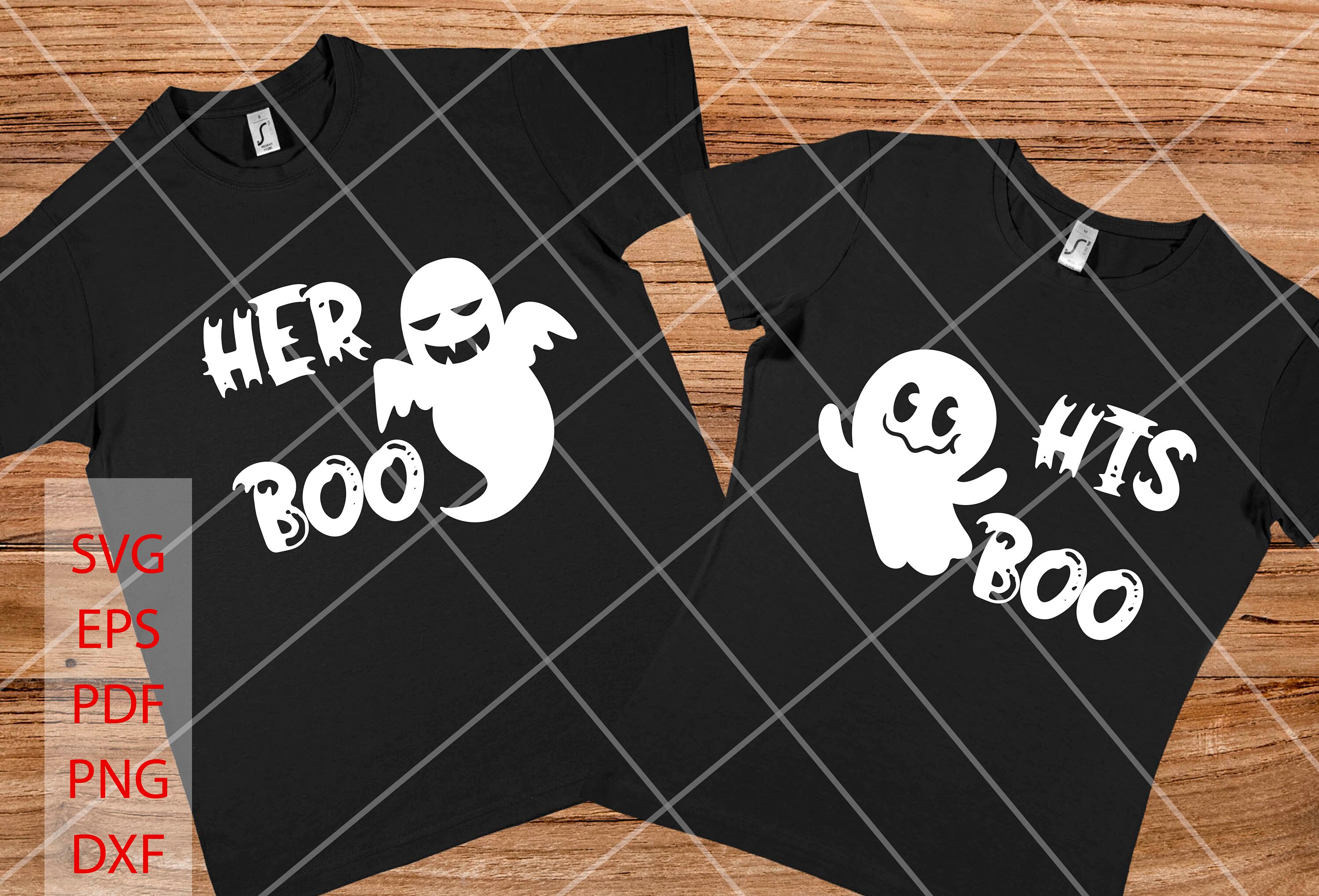 His Boo Her Boo Matching T-shirts Design Halloween Design Vector Files ...