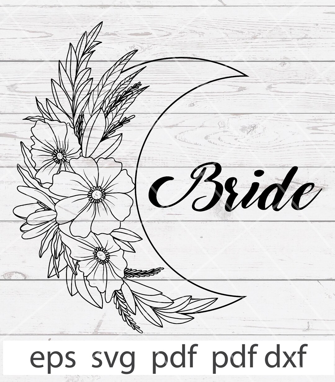 Celestial Bride Design With Floral Moon Svg, Eps, Png, Pdf, Dxf Files ...