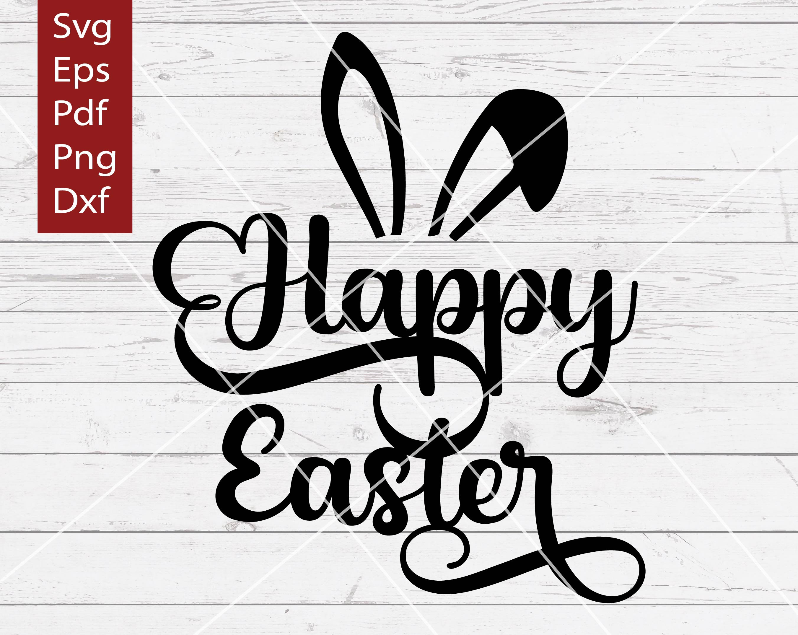 Happy Easter Writing With Bunny Ears Vector File for Laser Cut svg, Eps ...