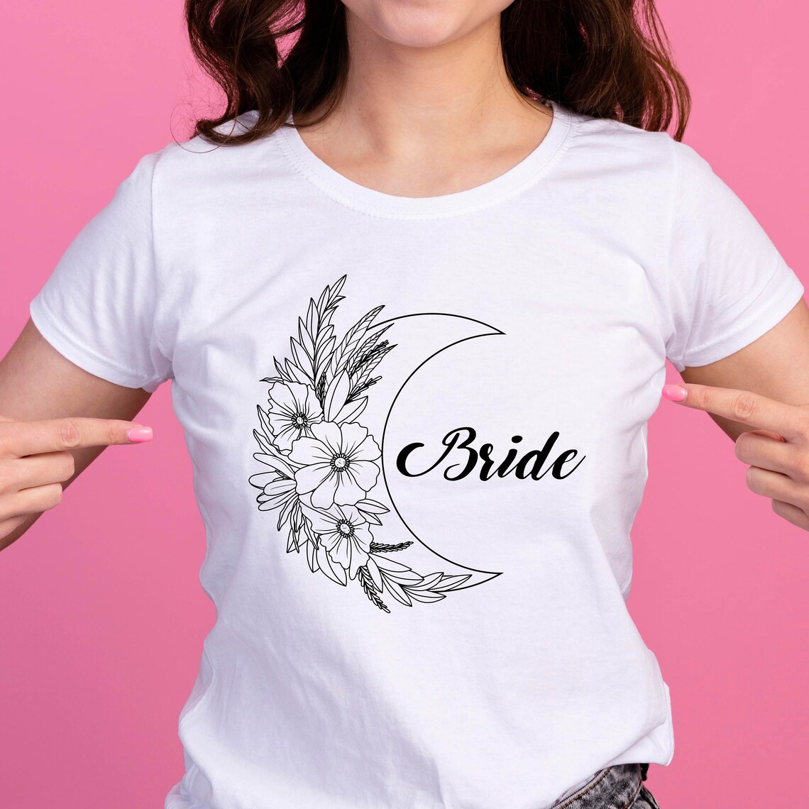 Celestial Bride Design With Floral Moon Svg, Eps, Png, Pdf, Dxf Files ...