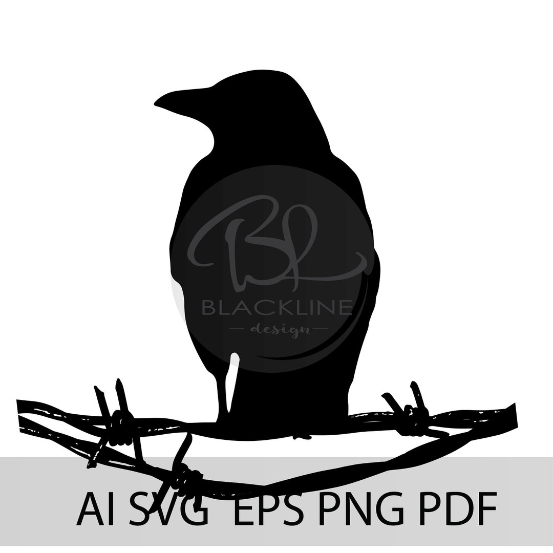Crow on Barbed Wired Silhouette Vector File for Prints - Etsy