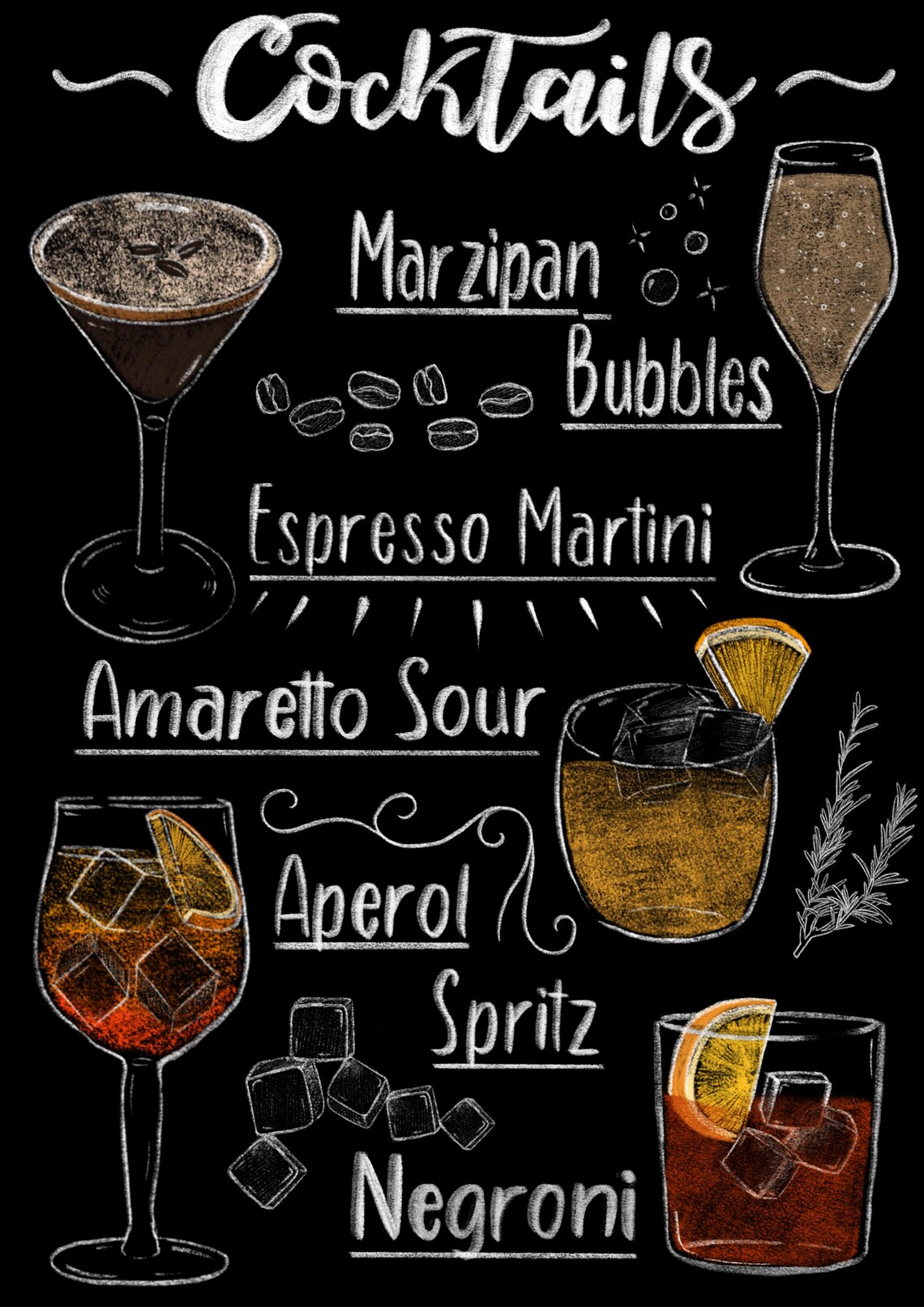 Cocktail Menu Print - Etsy