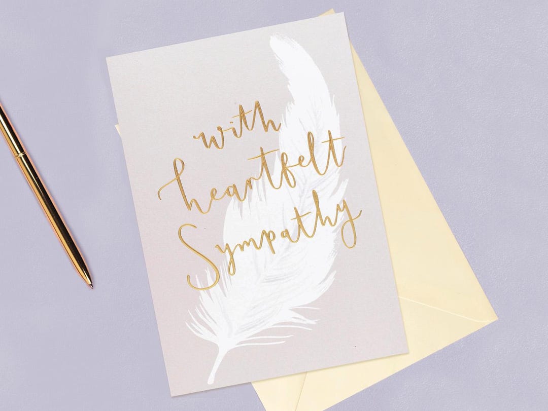 With Heartfelt Sympathy | Feather | Greeting Card Blank Inside - Etsy