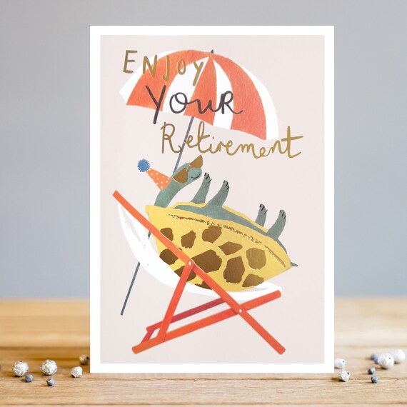 Enjoy Your Retirement Cosy Turtle Retirement Greeting Card | Etsy